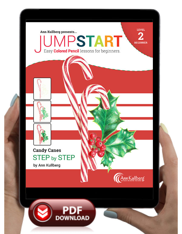 Jumpstart Level 2: Candy Canes in Colored Pencil | annkullberg.com